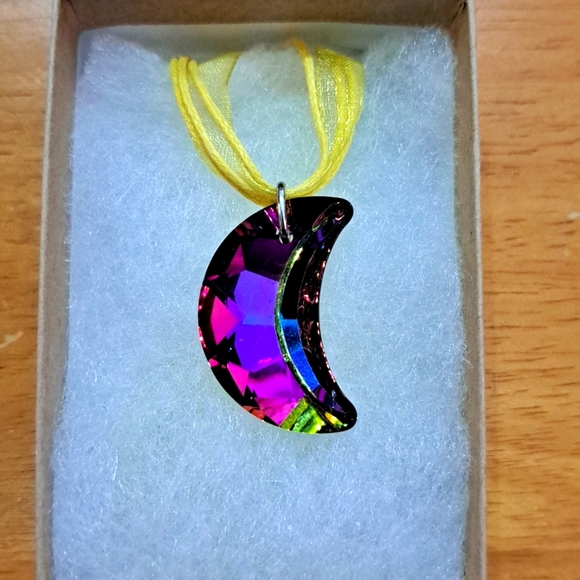 Jewelry | Tropical Red Crystal Moon Necklace | Poshmark